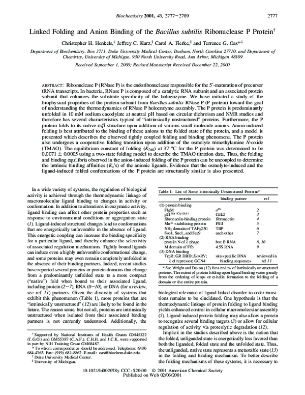 (PDF) Linked Folding and Anion Binding of the Bacillus subtilis ...