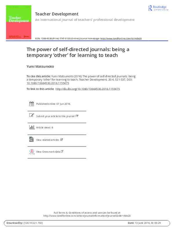 (PDF) The power of self-directed journals: Being a temporary ‘other ...