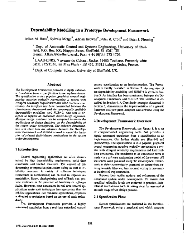 (PDF) Dependability Modelling in a Prototype Development Framework