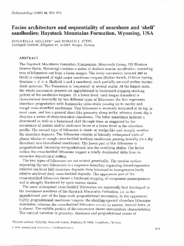(PDF) Facies architecture and sequentiality of nearshore and 'shelf ...