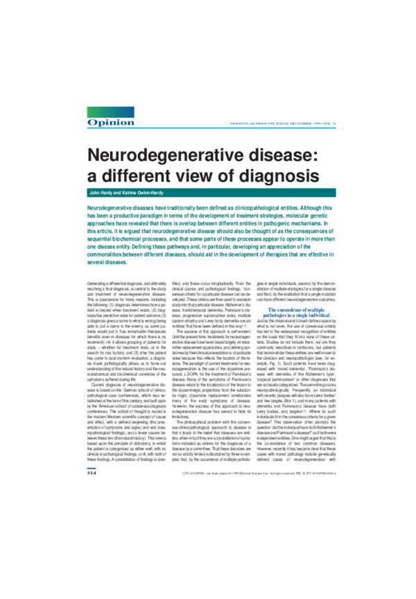 (PDF) Neurodegenerative disease: a different view of diagnosis
