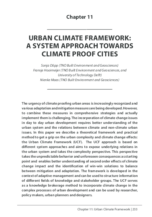 (PDF) Urban Climate Framework: A System Approach Towards Climate Proof ...