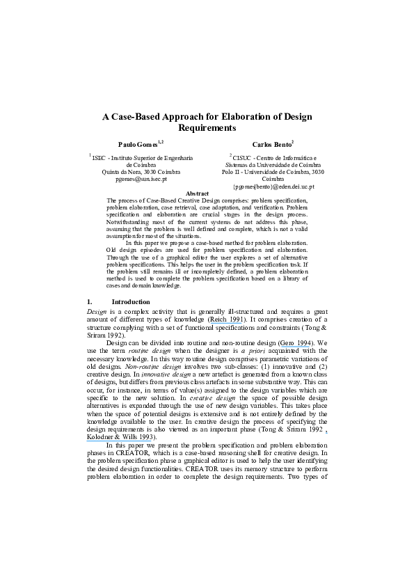 (PDF) A case-based approach for elaboration of design requirements
