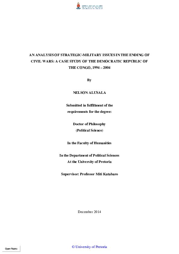 (PDF) AN ANALYSIS OF STRATEGIC-MILITARY ISSUES IN THE ENDING OF CIVIL ...