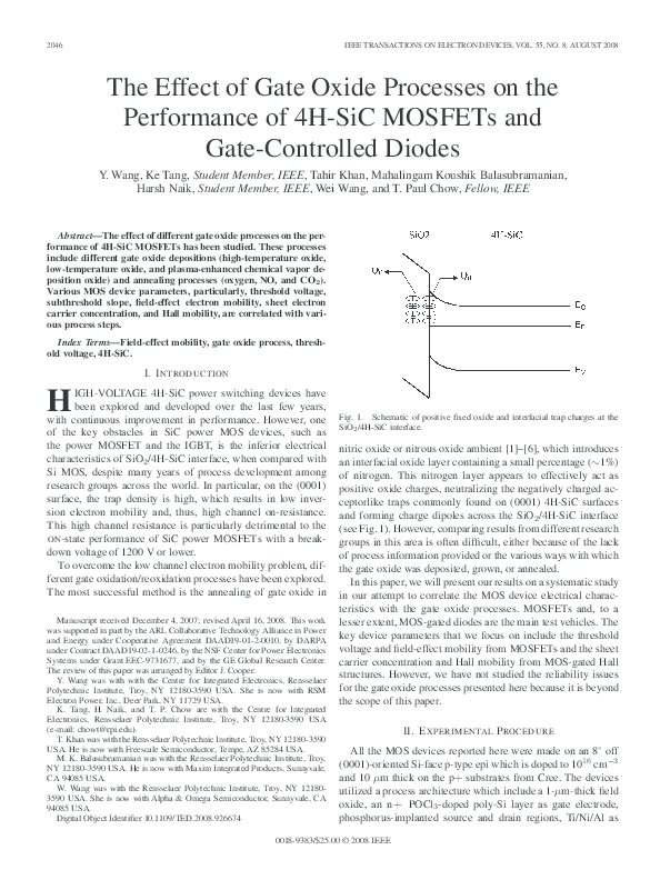 (PDF) The effect of gate oxide processes on the performance of 4H-SiC ...