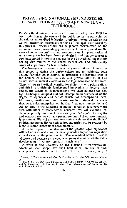 (PDF) Privatising Nationalised Industries: Constitutional Issues And ...