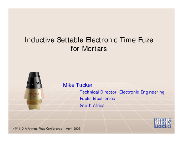 (PDF) Inductive Settable Electronic Time Fuze for Mortars