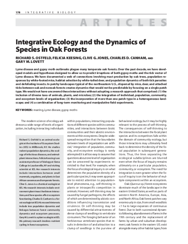 (PDF) Integrative ecology and the dynamics of species in oak forests