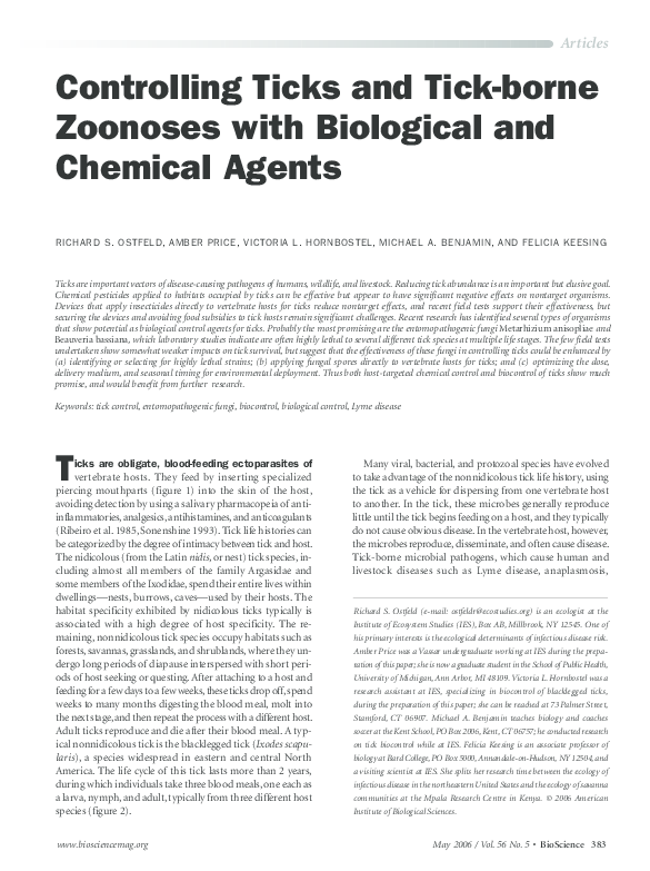 (PDF) Controlling ticks and tick-borne zoonoses with biological and ...