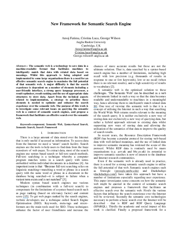 (PDF) New Framework for Semantic Search Engine