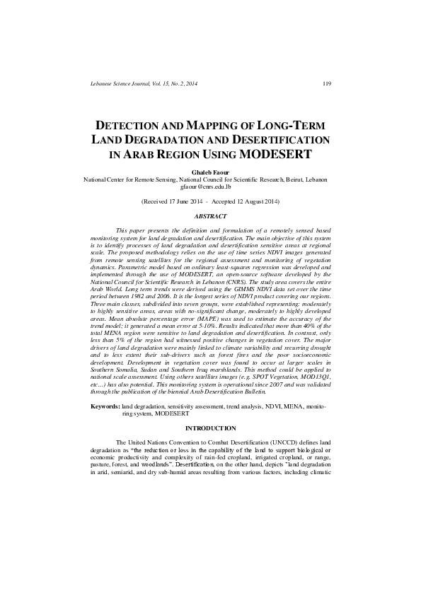 (PDF) Detection and Mapping of Long-Term Land Degradation and Desertification in Arab Region ...