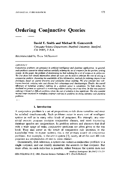 (PDF) Ordering conjunctive queries