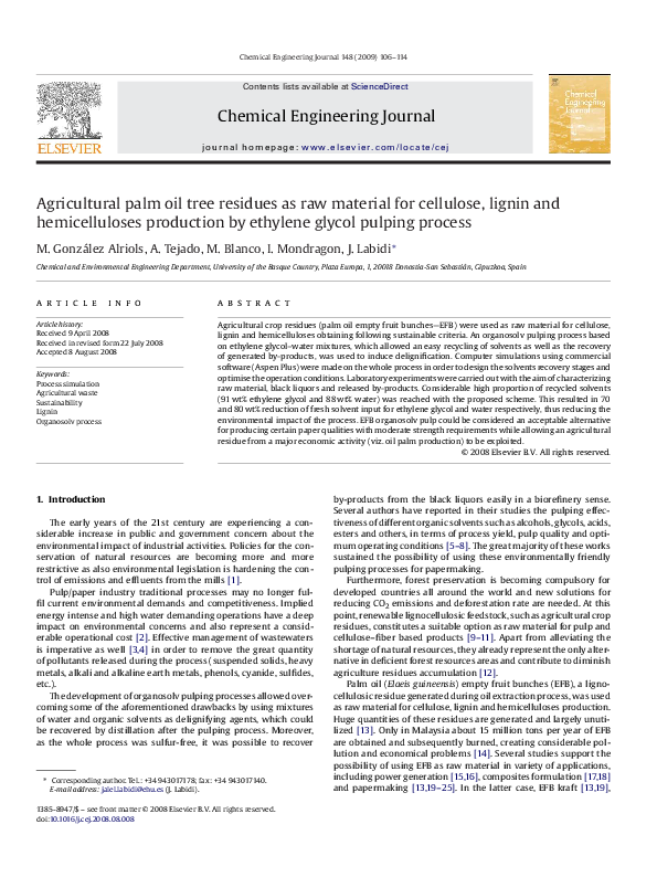 (PDF) Agricultural palm oil tree residues as raw material for cellulose ...