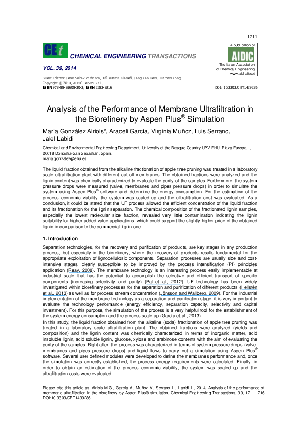 (PDF) Analysis of the Performance of Membrane Ultrafiltration in the ...