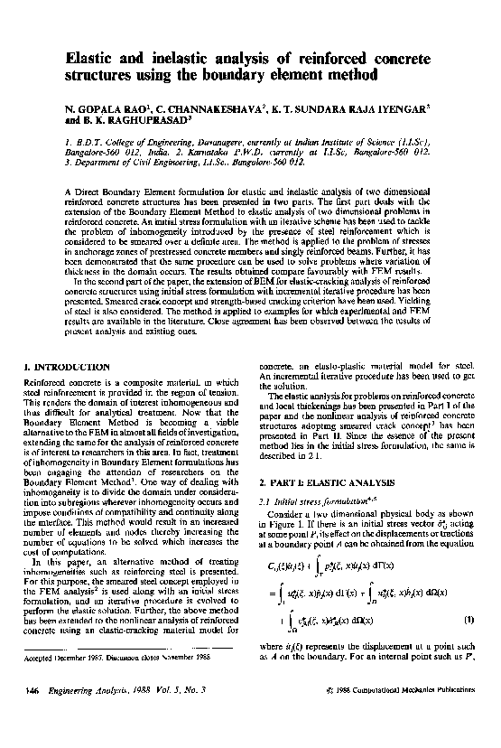 Pdf Elastic And Inelastic Analysis Of Reinforced Concrete Structures Using The Boundary