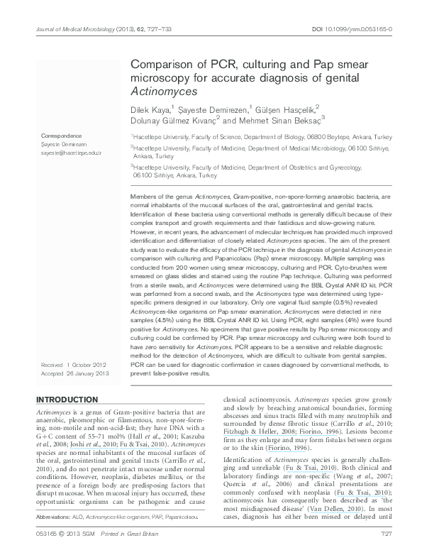 (PDF) Comparison of PCR, culturing and Pap smear microscopy for ...