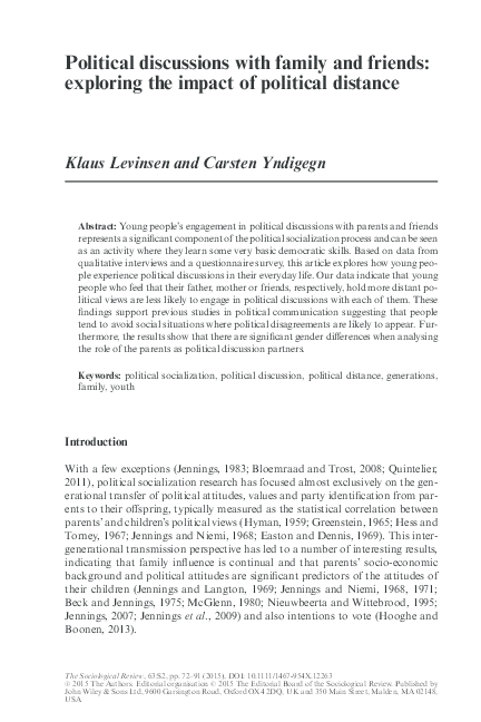 (PDF) Political discussions with family and friends: exploring the ...