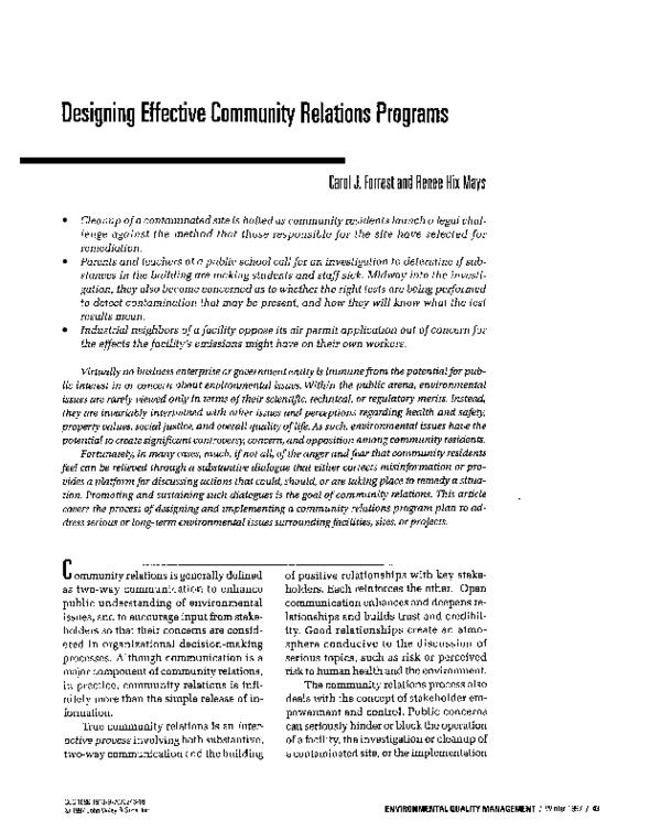 (PDF) Designing effective community relations programs