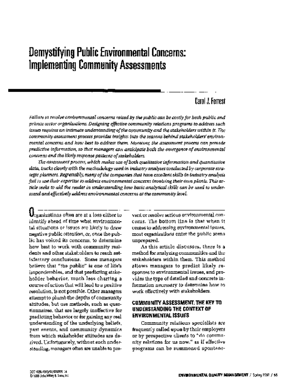 (PDF) Demystifying public environmental concerns: Implementing ...