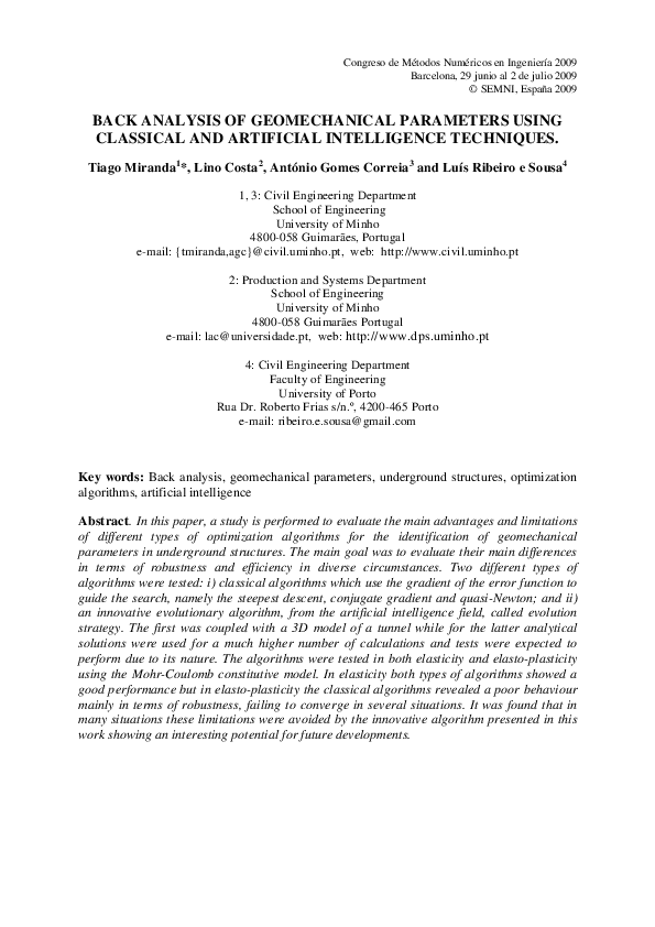 (PDF) Back analysis of geomechanical parameters using classical and artificial intelligence ...