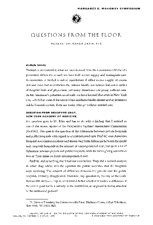 (PDF) Questions from the floor