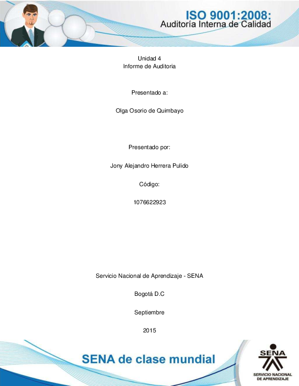 (PDF) Unidad 4 Informe de Auditoria SENA