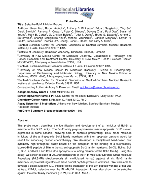 (PDF) Selective Bcl-2 Inhibitor Probes