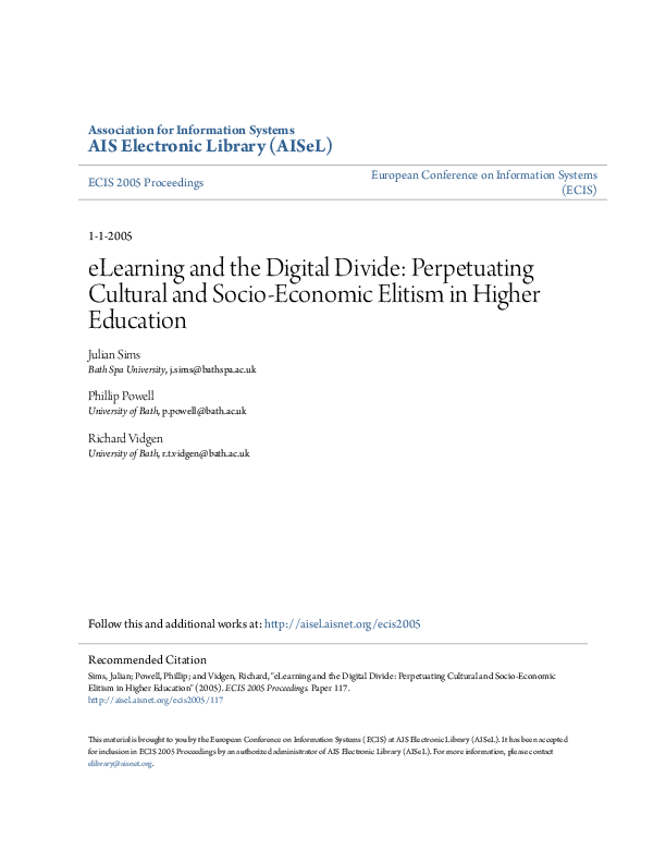 (PDF) E-learning and the digital divide: Perpetuating cultural and ...