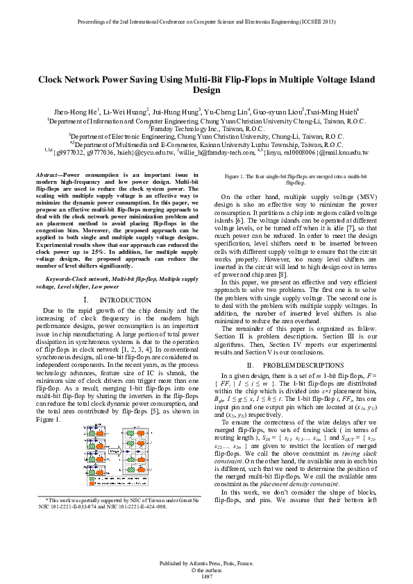 Pdf Clock Network Power Saving Using Multi Bit Flip Flops In Multiple Voltage Island Design