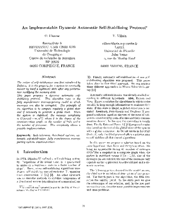 (PDF) An implementable dynamic automatic self-stabilizing protocol