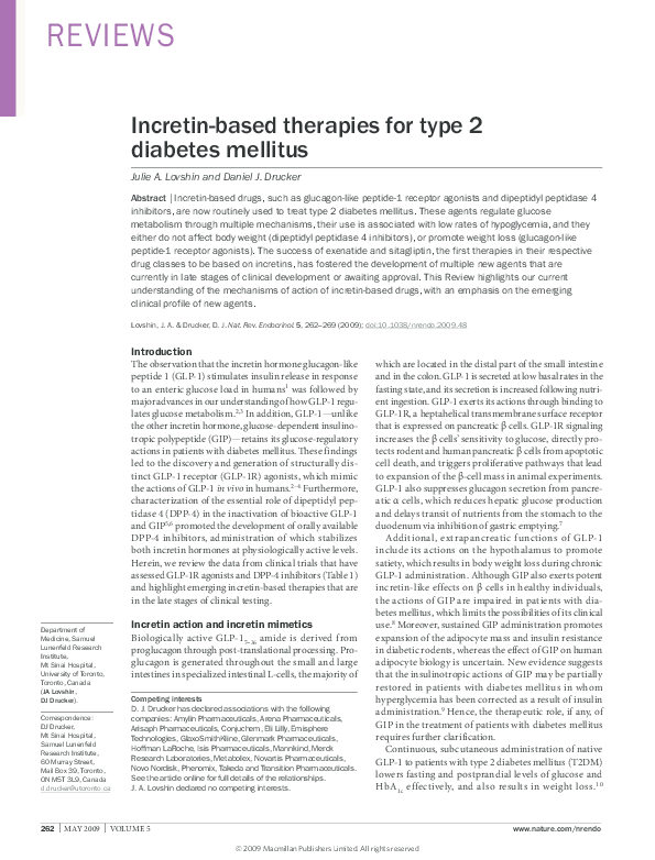 (PDF) Incretin based therapies for type 2 diabetes mellitus