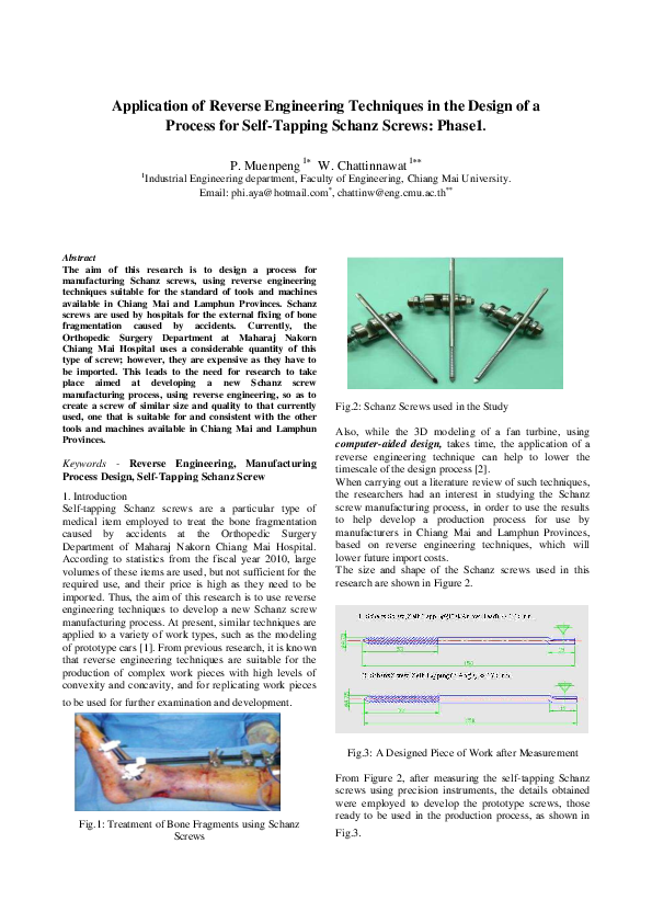 (PDF) Application of Reverse Engineering Technique to the Fabrication of Automotive Components