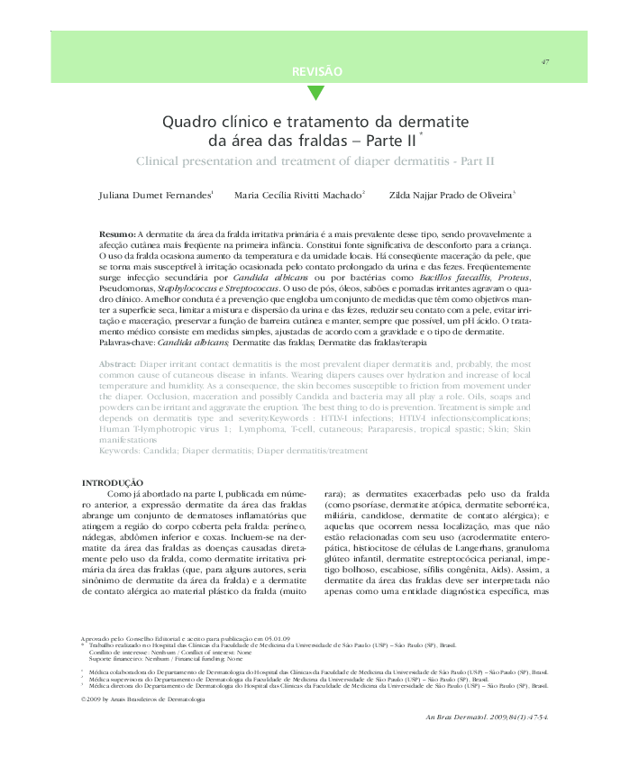 (PDF) Quadro clínico e tratamento da dermatite da área das fraldas ...