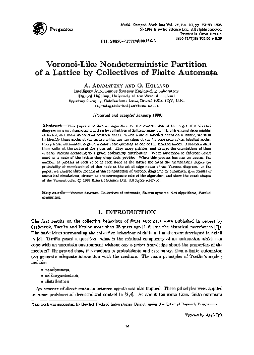 (PDF) Voronoi-like nondeterministic partition of a lattice by collectives of finite automata