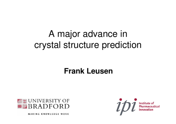 (PDF) A Major Advance in Crystal Structure Prediction