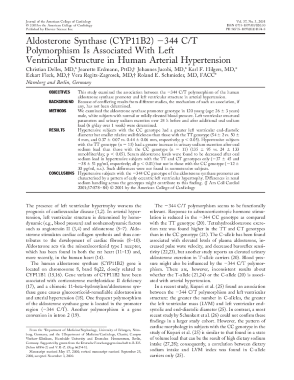 (PDF) CYP11B2 Polymorphism and LV Structure in Hypertension