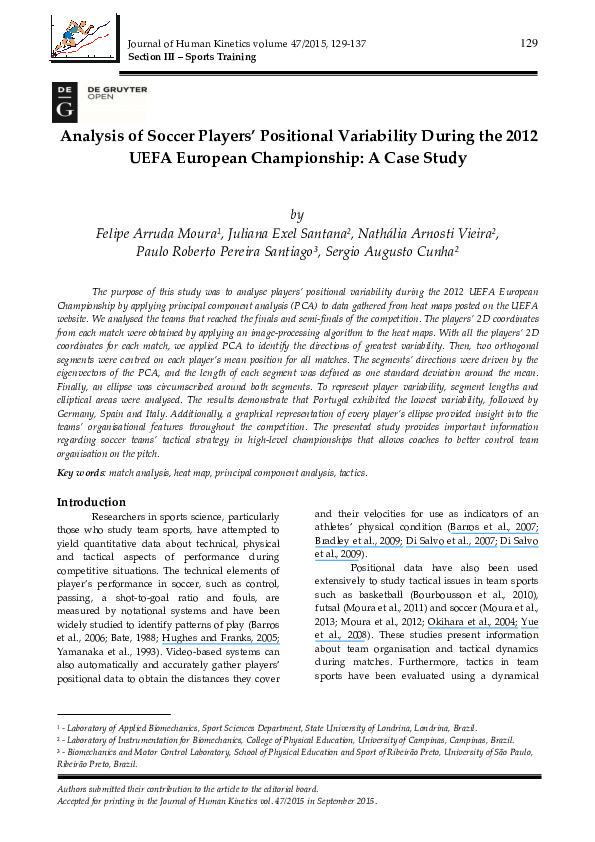 Pdf Analysis Of Soccer Players Positional Variability During The