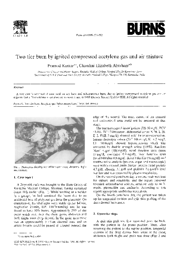 (PDF) Two tier burn by ignited compressed acetylene gas and air mixture