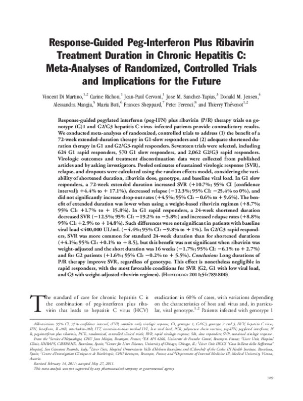 (PDF) Response-guided peg-interferon plus ribavirin treatment duration ...