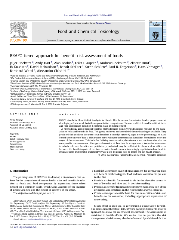 (PDF) BRAFO tiered approach for benefit-risk assessment of foods