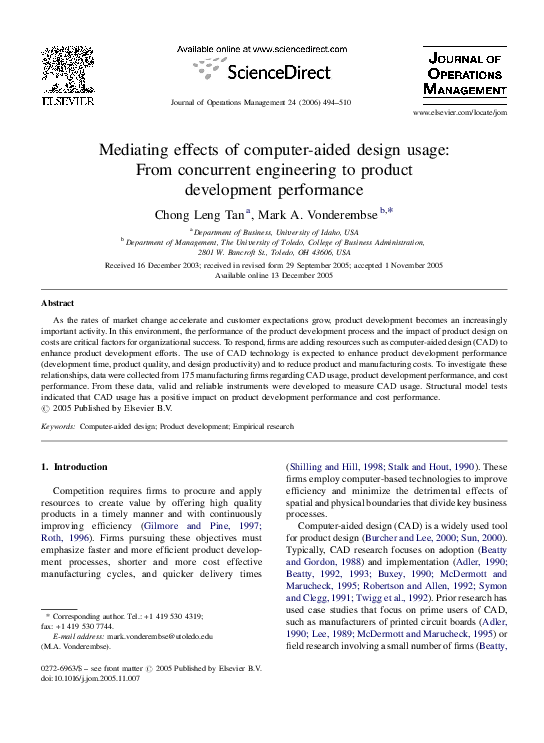 Pdf Mediating Effects Of Computer Aided Design Usage From Concurrent