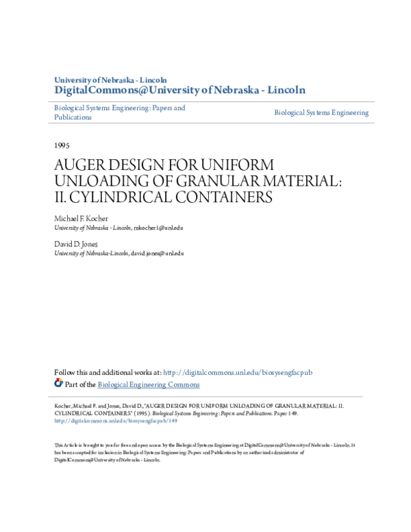 (PDF) Auger Design and Flow Rate