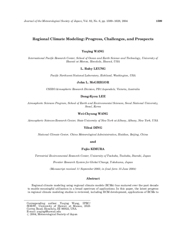 Pdf Regional Climate Modeling Progress Challenges And Prospects