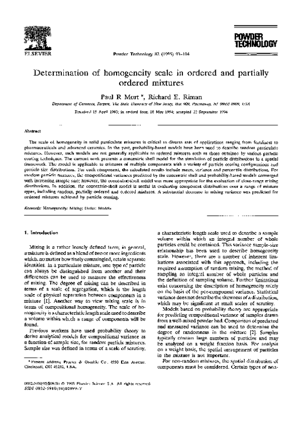 (PDF) Determination of homogeneity scale in ordered and partially ...