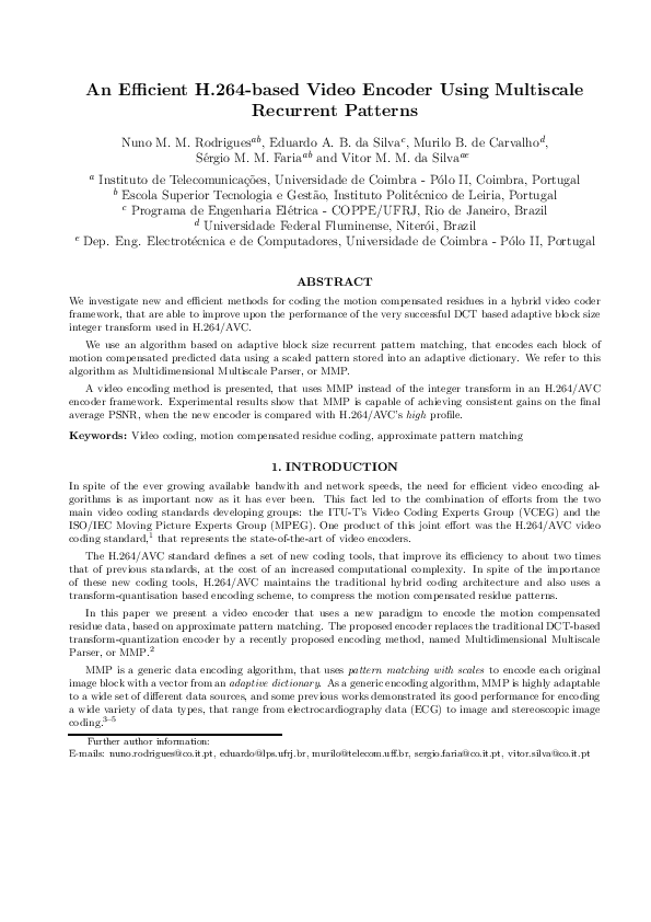 Pdf An Efficient H 264 Based Video Encoder Using Multiscale