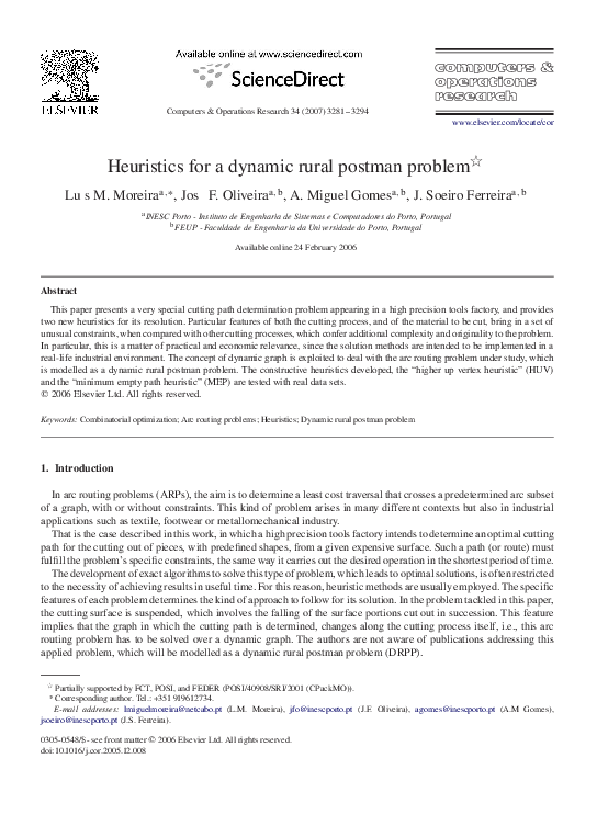 Pdf Heuristics For A Dynamic Rural Postman Problem