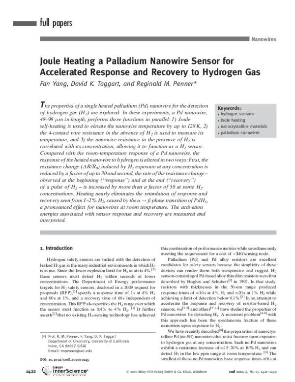(PDF) Joule heating a palladium nanowire sensor for accelerated ...