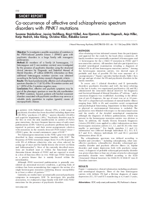 (PDF) Co-occurrence of affective and schizophrenia spectrum disorders ...