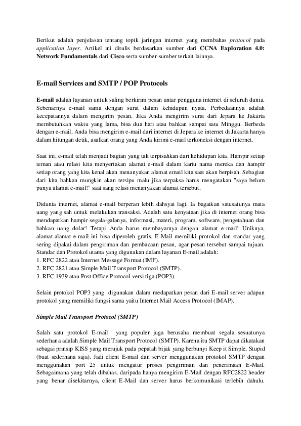 (PDF) E-mail Services and SMTP / POP Protocols