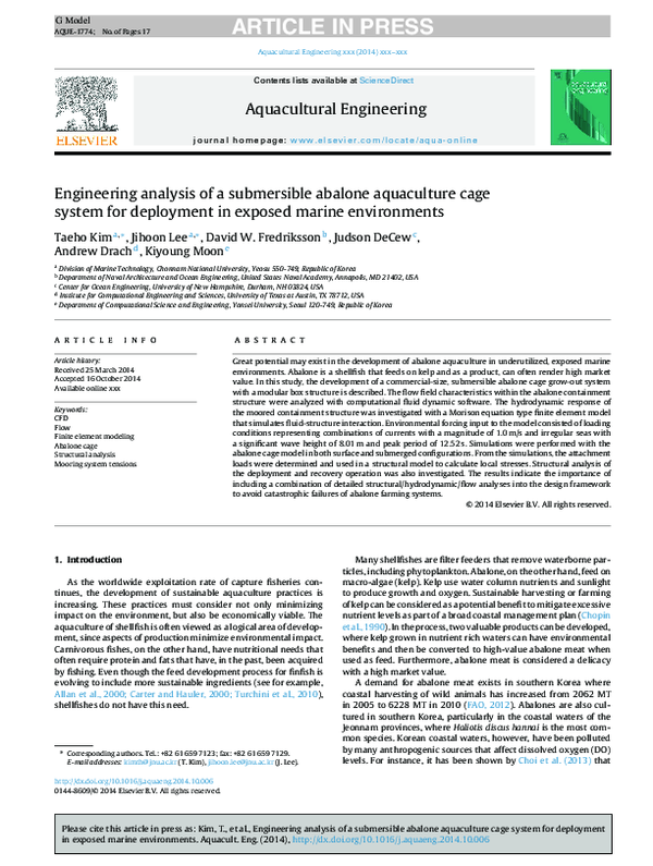 (PDF) Engineering analysis of a submersible abalone aquaculture cage ...